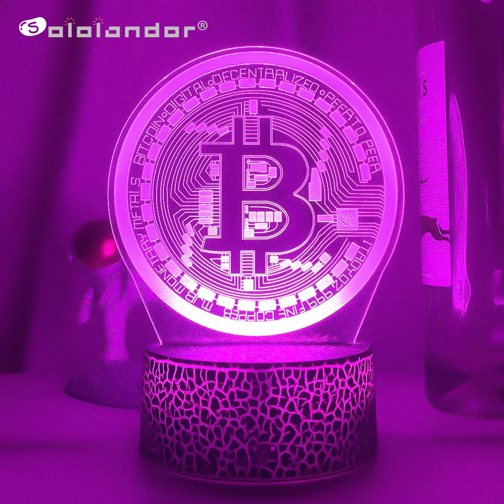 Acrylic Led Night Light Bitcoin For Room Decorative Nightlight Touch ...