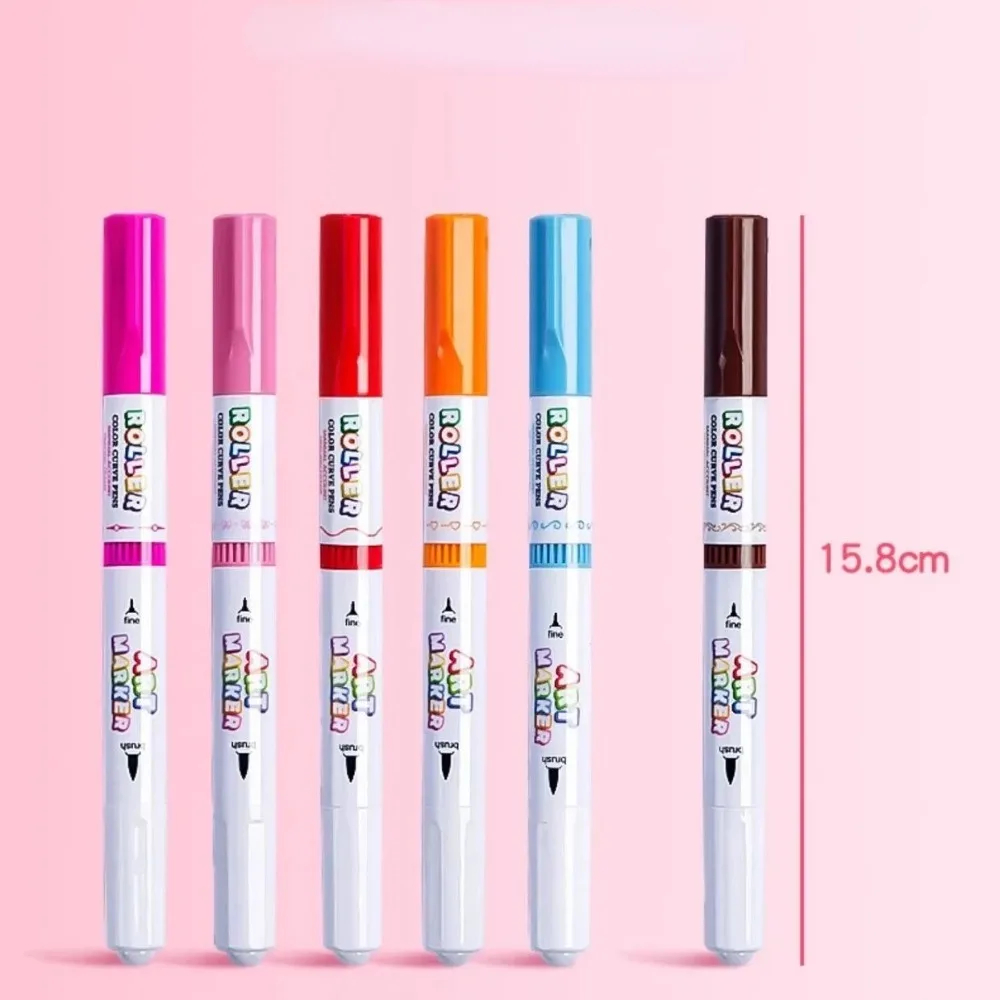 3in-1-Kawaii-Highlighter-Markers-Set-Kit-Colorful-Line-Shaped-Roller ...