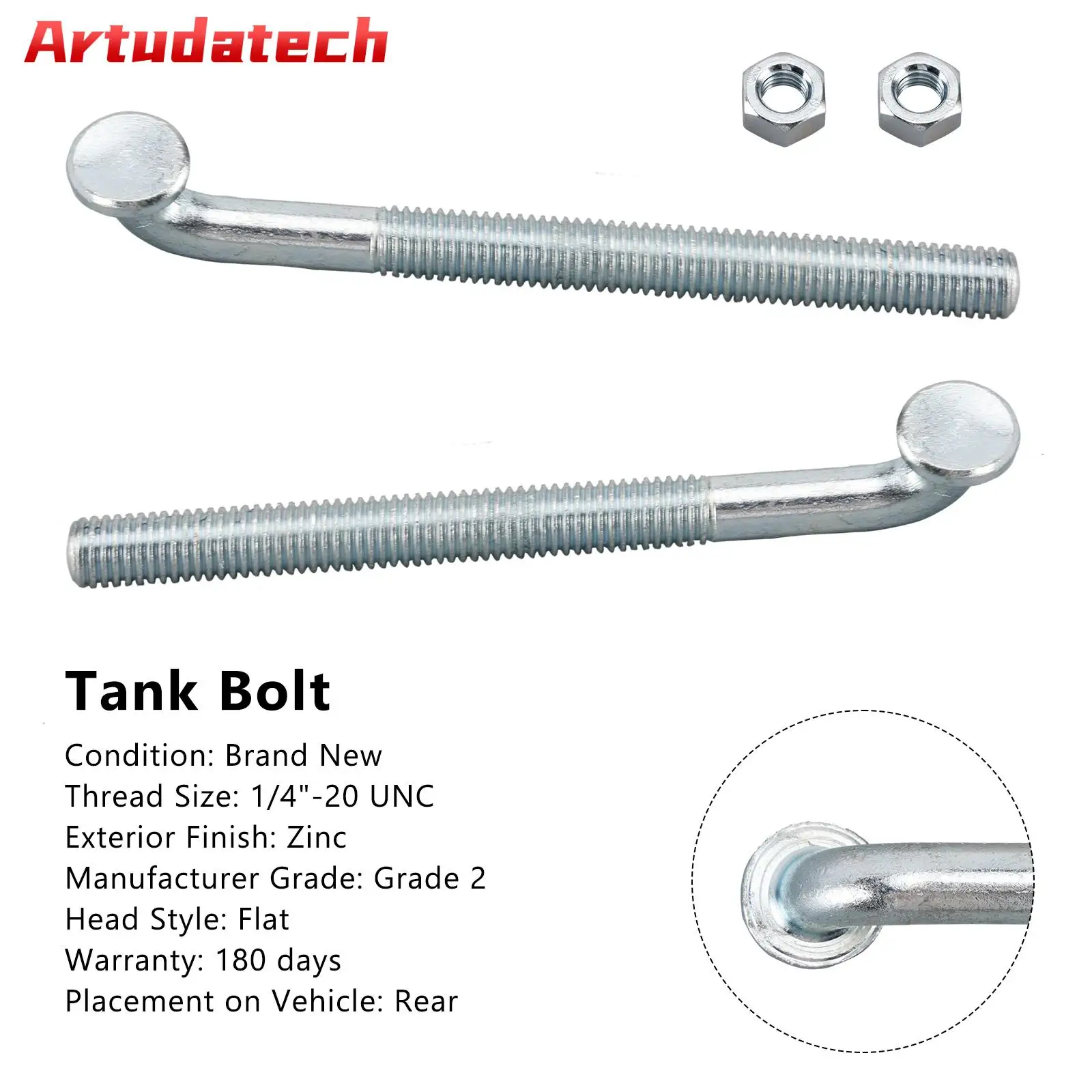 Artudatech Gas Fuel Tank Strap Bolts J-Bolts Fit 68 69 70 71 72 A-Body ...
