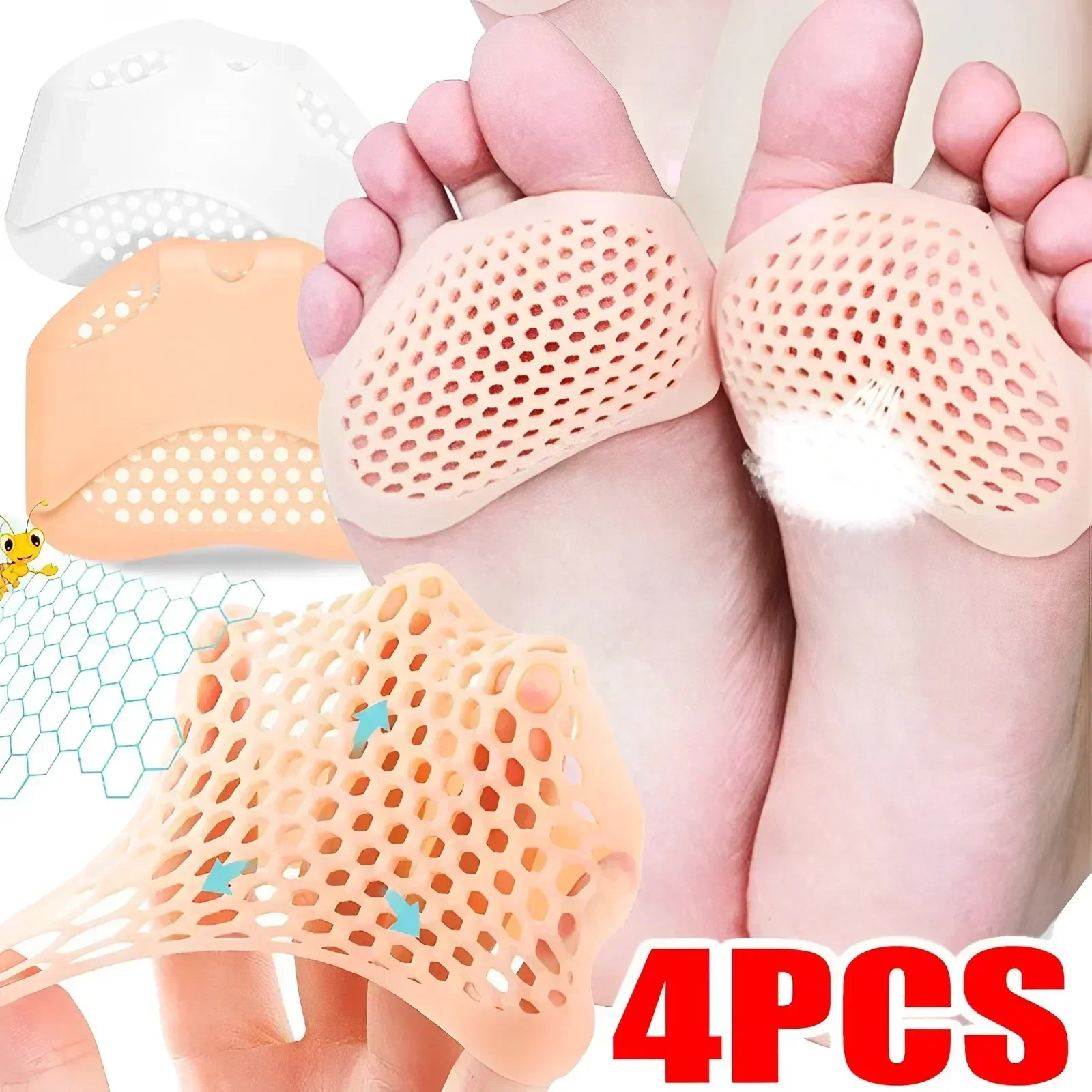 4PCS-Silicone-Forefoot-Metatarsal-Pads-Pain-Relief-Orthotics-Foot ...