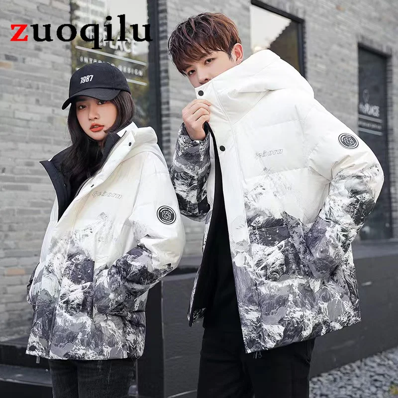 Chaqueta-de-plum-n-de-pato-con-capucha-para-parejas-Parka-con-estampado ...
