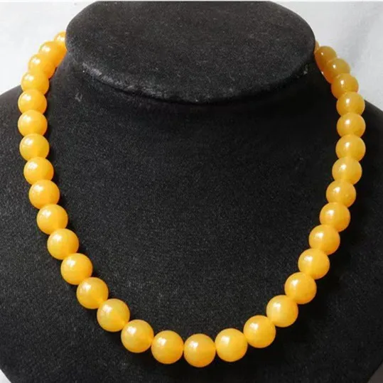 Natural Yellow Amber Beads Necklace Women Healing Gemstone Fine Jewelry ...