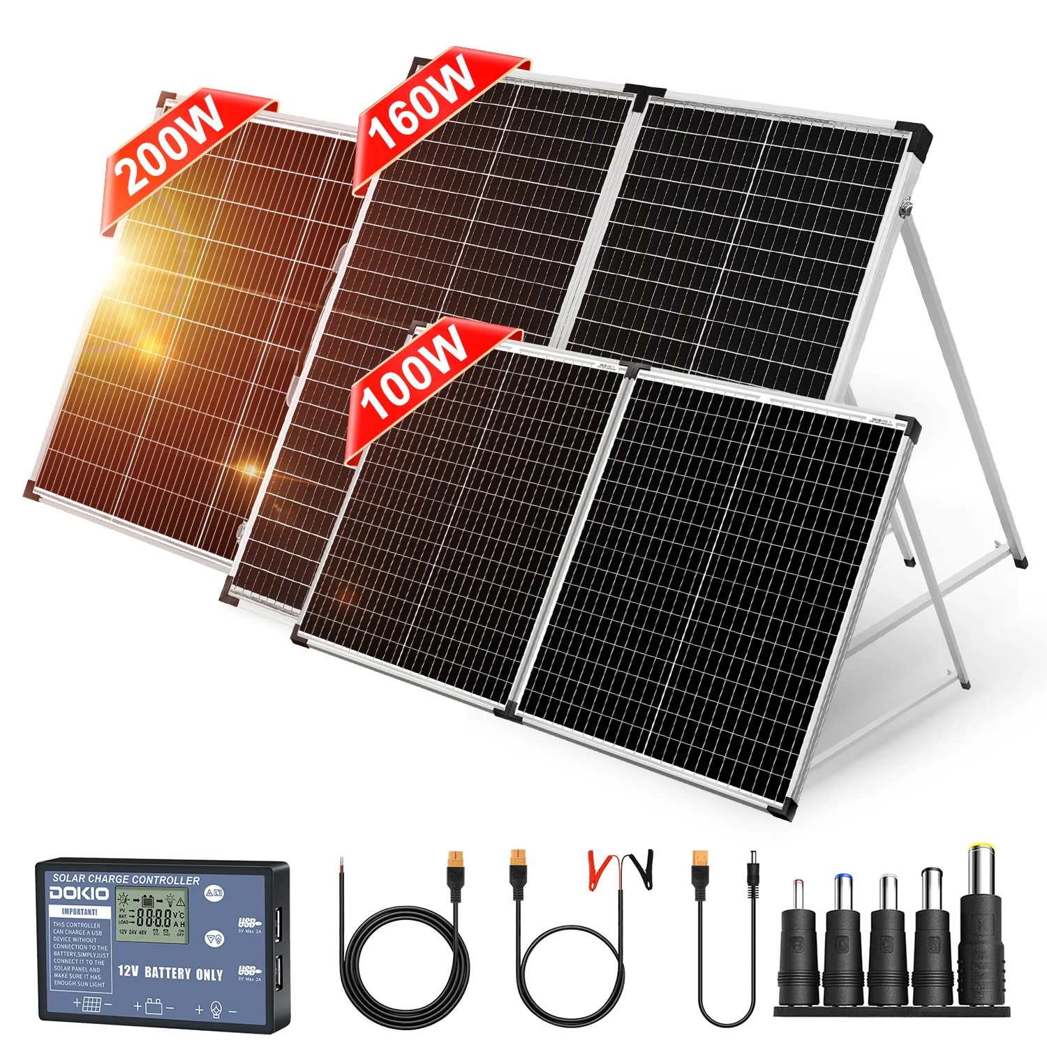 Dokio-100W-160W-200W-Foldable-Solar-Panel-China-10A-20A-12V-Controller ...
