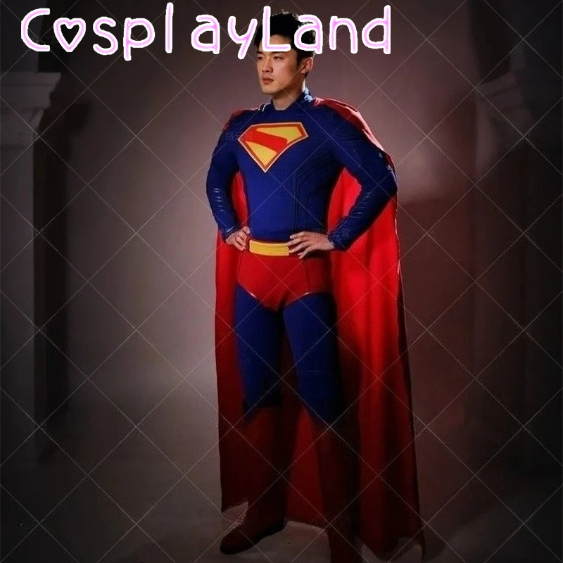 Superhero Clark Kent Cosplay Costume Man Jumpsuit Bodysuit Cloak Belt ...