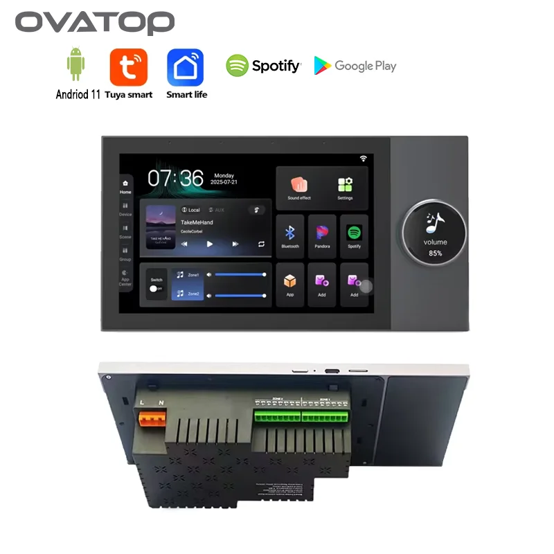 7 Inch Android 11 Tuya Smart Home Control Panel with Music Player ...
