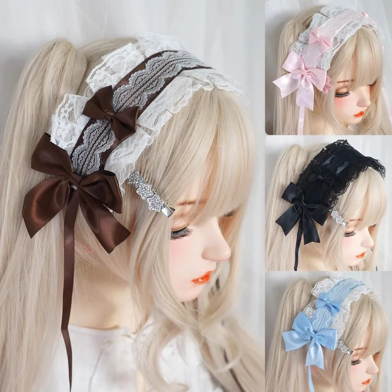 1-Pc-Sweet-Lolita-Bowknot-Maid-Headdress-Ruffled-Lace-Headpiece ...