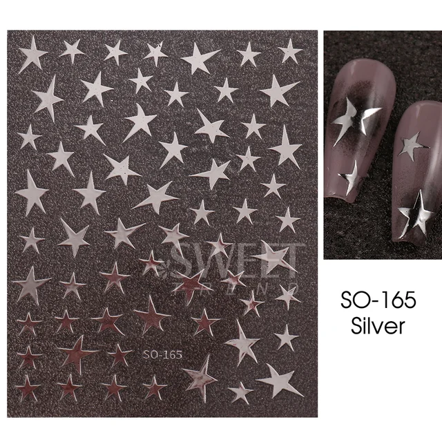 5D Pink Silver Embossed Flowers Stickers Florals Nail Art Decals Design ...