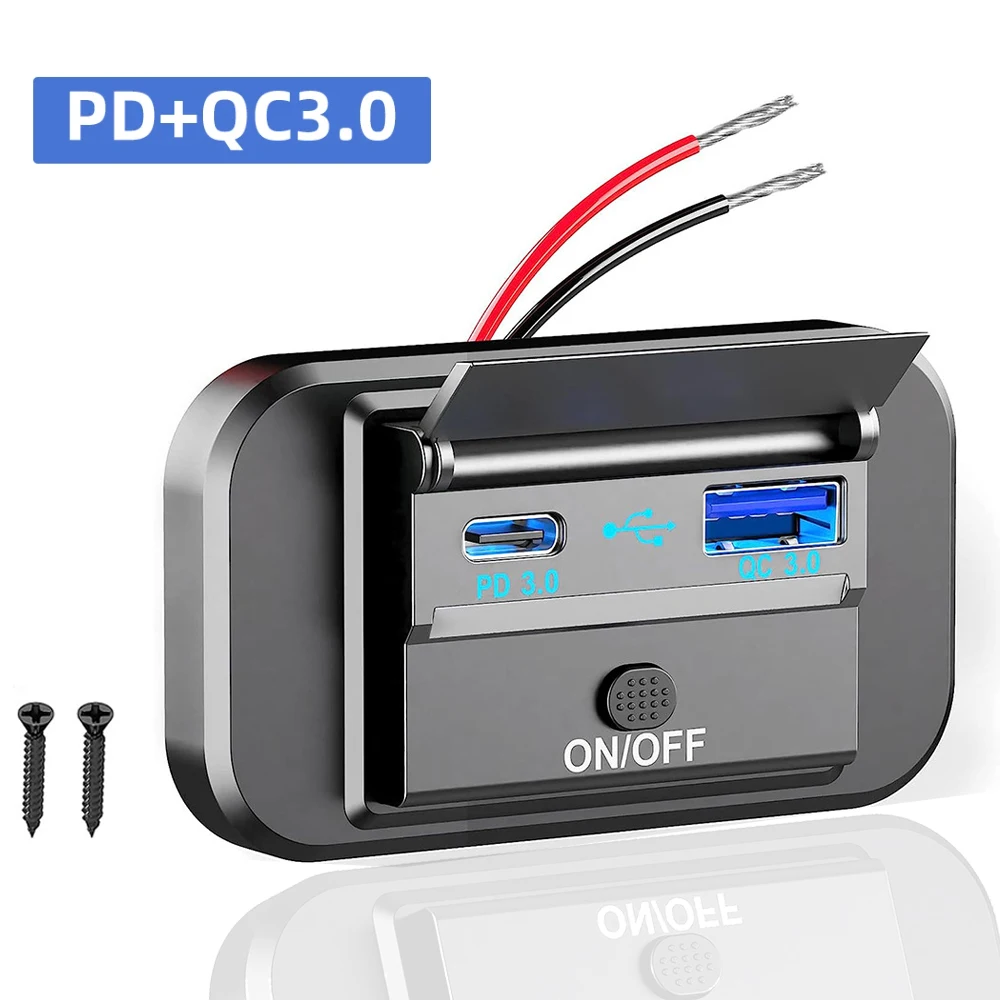 Quick-Charge-QC3-0-PD-Type-C-Dual-USB-Ports-Car-Bus-Charger-Socket ...