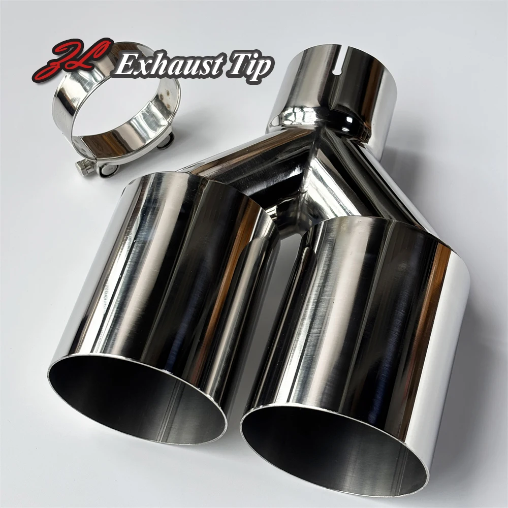 1 Pcs 304 Stainless Steels Dual Exhaust Tips Y Pipe Silver Exhaust ...