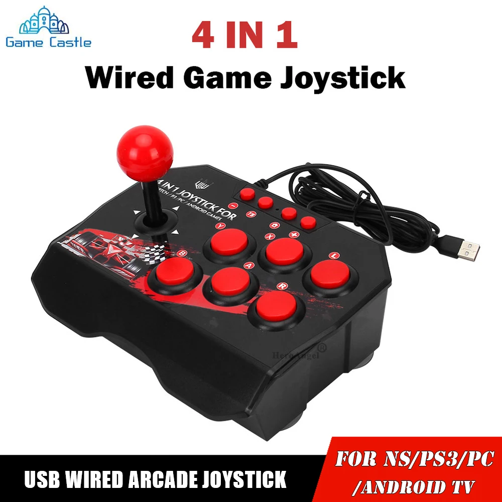 Joystick-de-juego-con-cable-USB-4-en-1-consola-Arcade-Retro-controlador ...