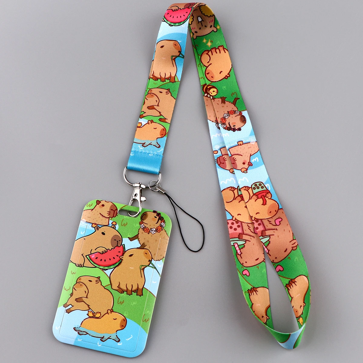 Cute-Capybara-Credential-Holder-Cartoon-Animal-Neck-Strap-Lanyard-for ...