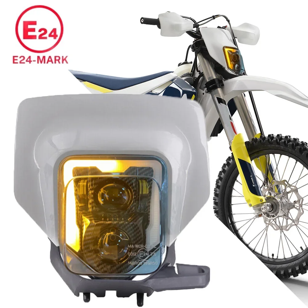 E24-Carbon-Fiber-LED-Headlight-With-Fairing-Turn-Signal-Lamp-Dirt-Bike ...