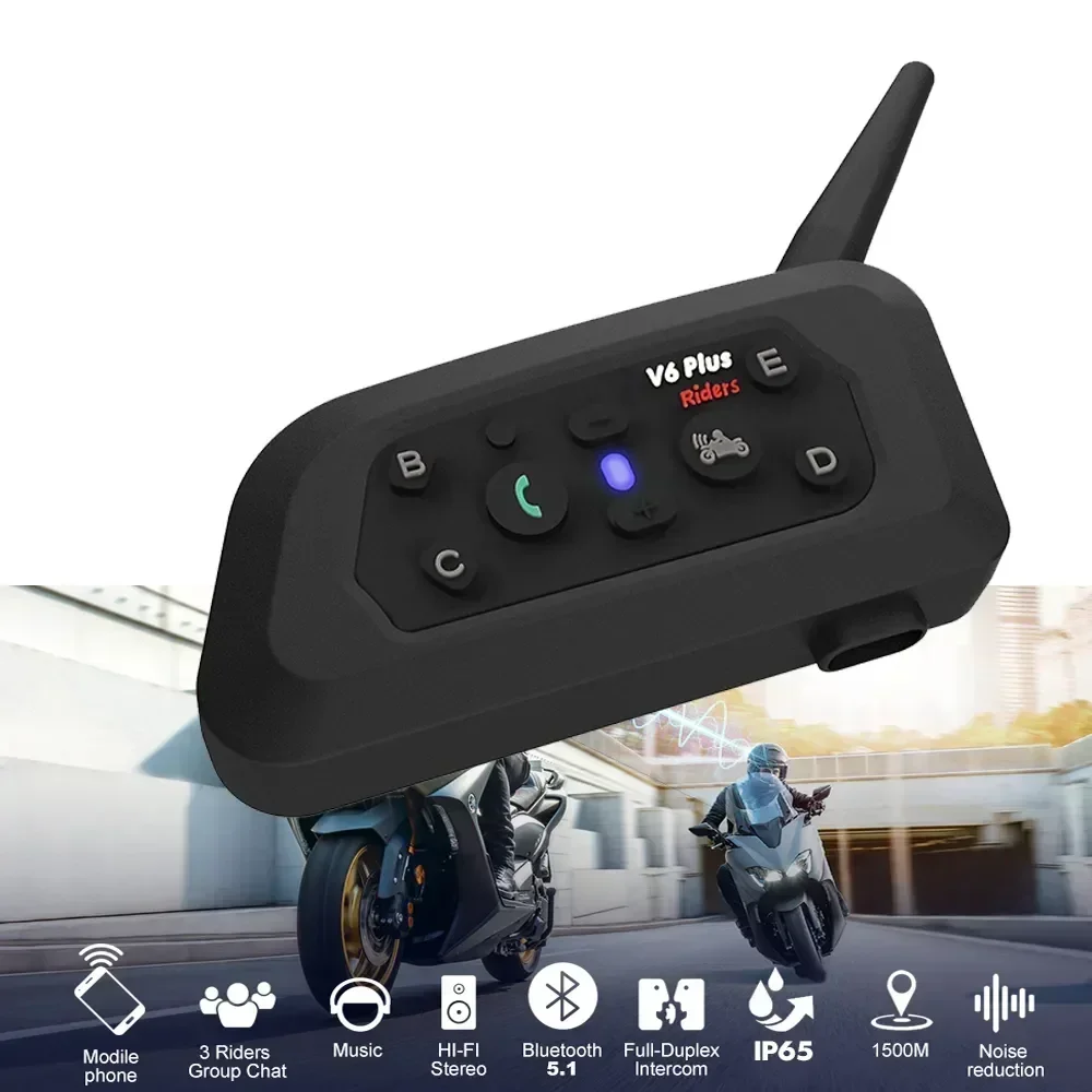 Motorcycle-Intercom-Bluetooth-Wireless-Helmet-Headset-V6-PLUS-Riders ...