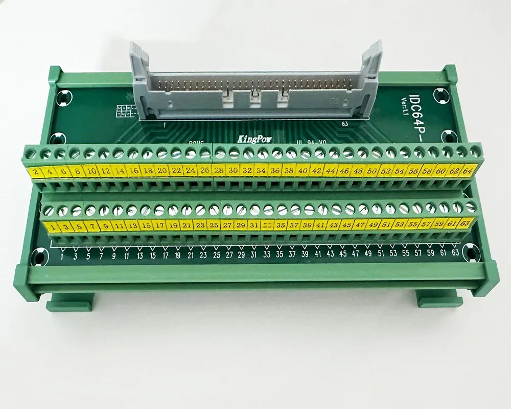 IDC64P-IDC-64-Pin-Male-Terminal-Block-Breakout-PLC-Relay-Terminals-DIN ...
