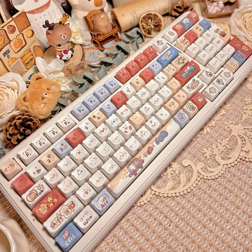 ECHOME-Bear-Workshop-Theme-Keycap-Set-PBT-Custom-Cute-Bear-Keyboard-Cap ...