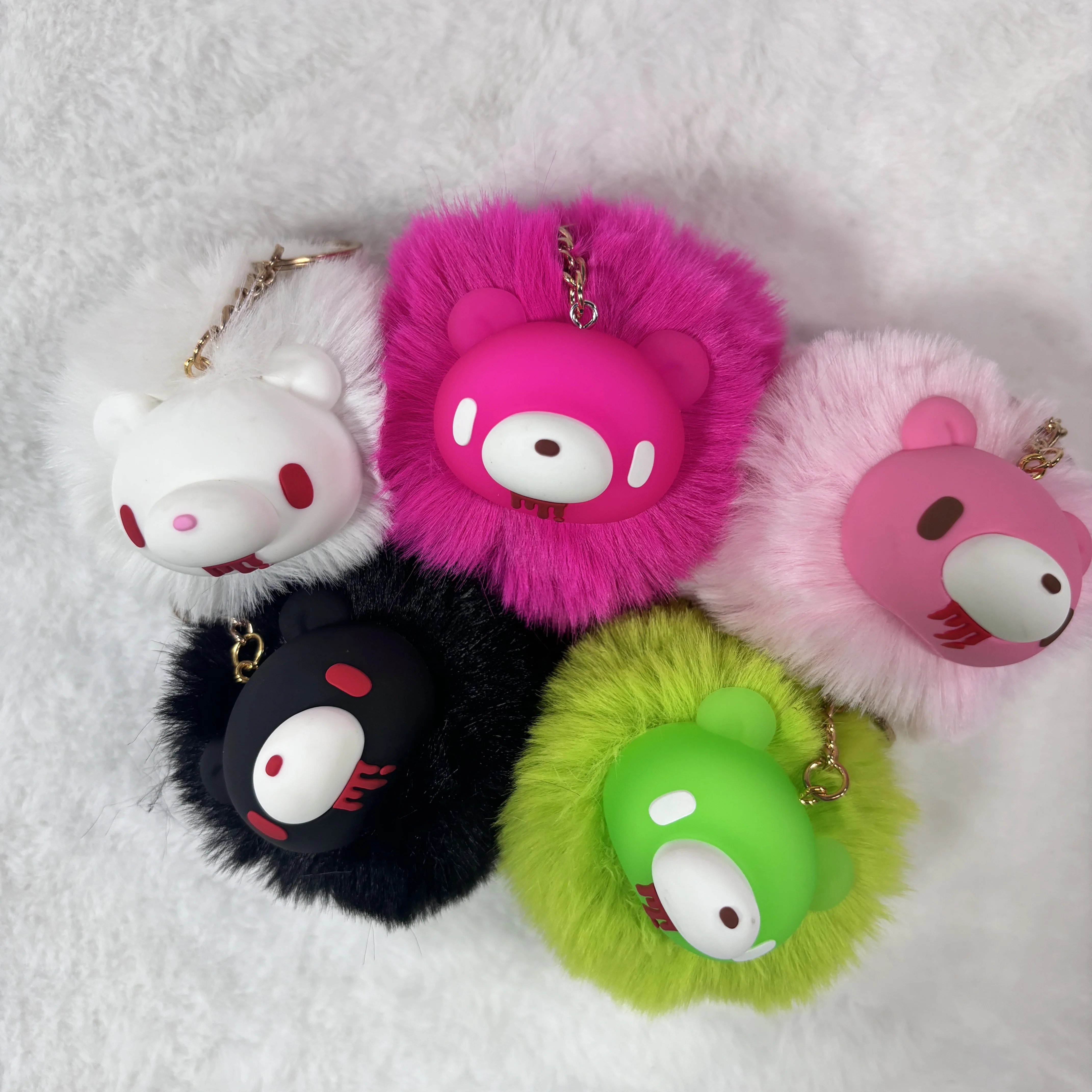 Cute Bear Keychains with Fluffy Pom-Poms - Vibrant colors, adorable ...