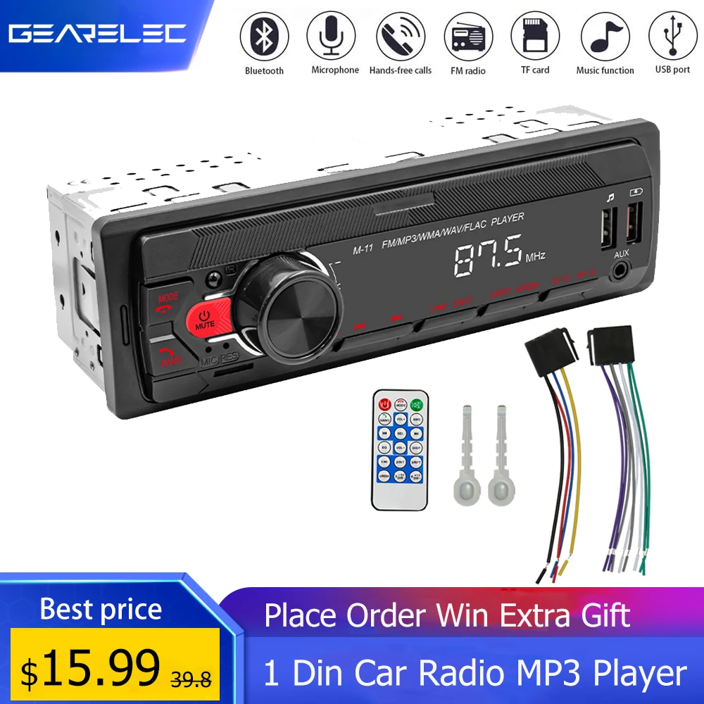 M11 Car Radio Multimedia Stereo 1 Din Bluetooth Audio 12v Mp3 Player ...