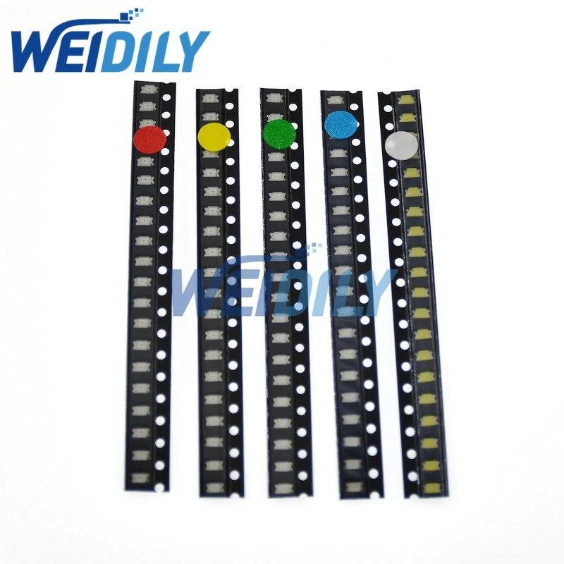 100pcs/lot 1206 Smd White Red Blue Green Yellow 20pcs Each Super Bright ...