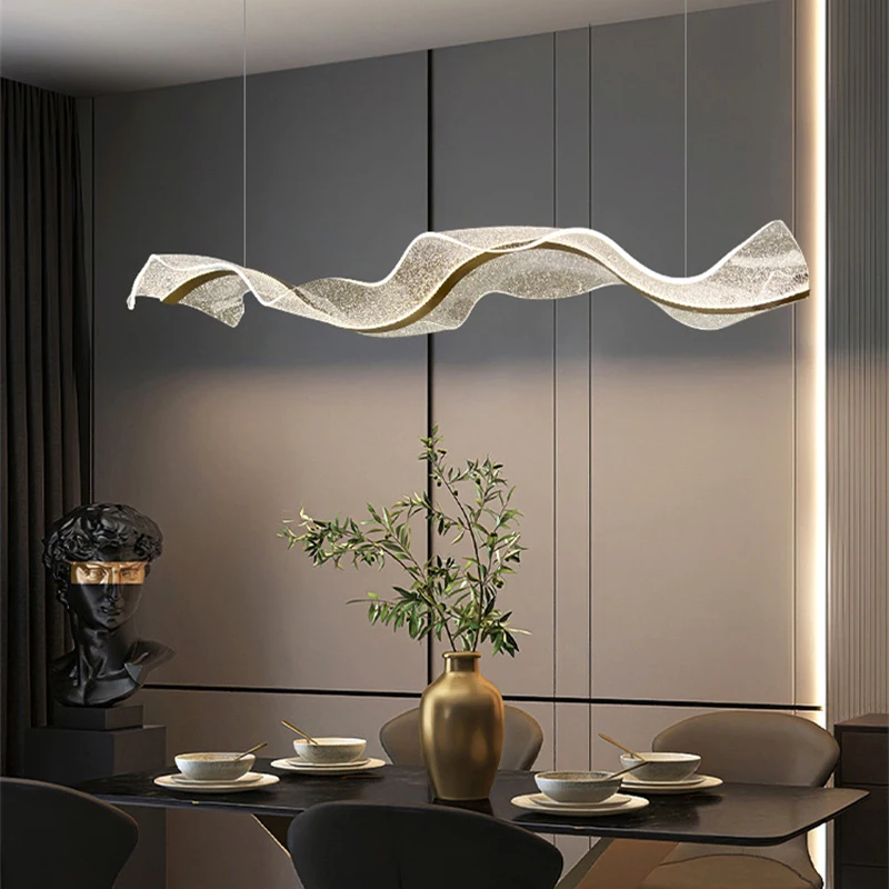 Bar Chandeliers Dining Table Lighting Wave Led Chandelier For Dining ...