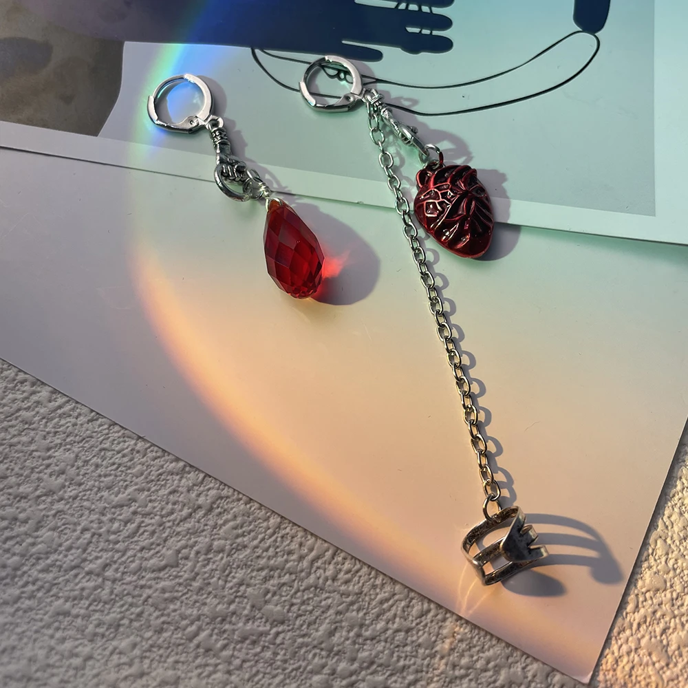 Gothic Red Heart Beating Hoop Earrings Punk Scary Bleeding Heart ...