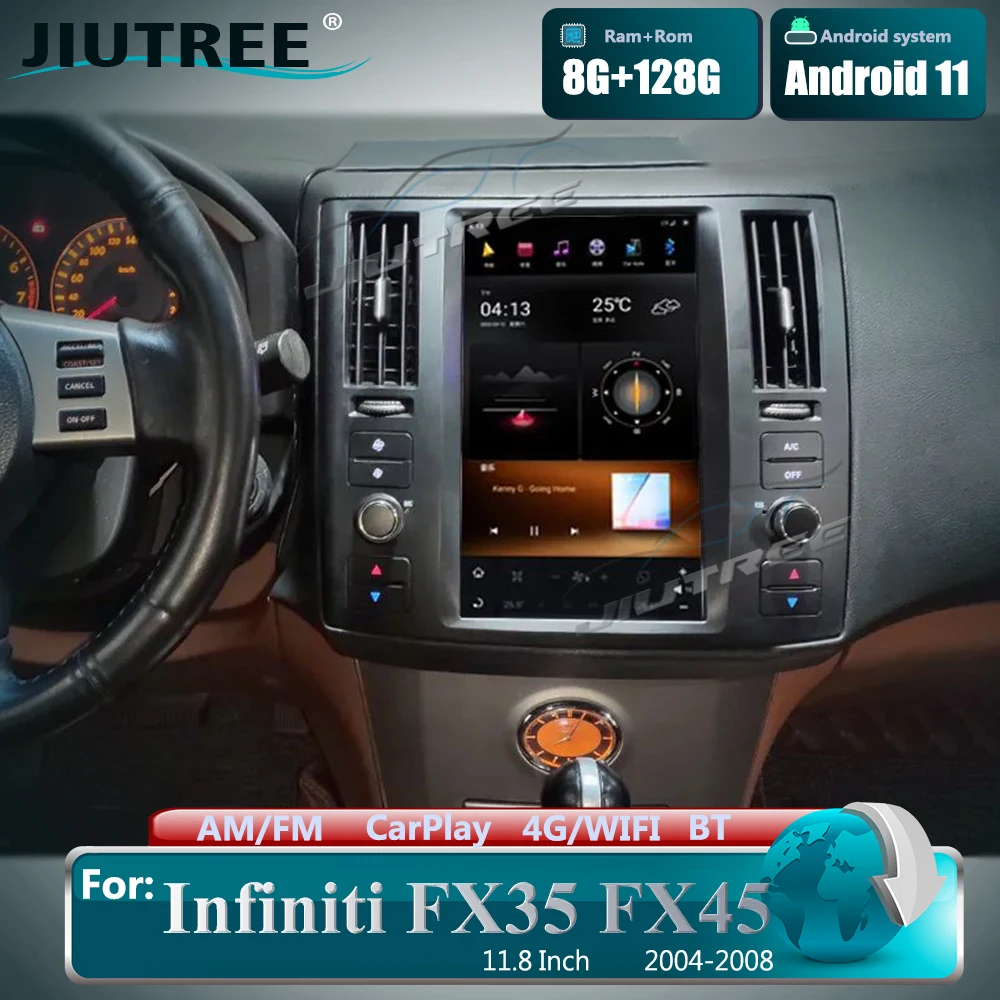 8+128g Tesla Style Android 11 Car Radio For Infiniti Fx35 Fx45 2004 ...