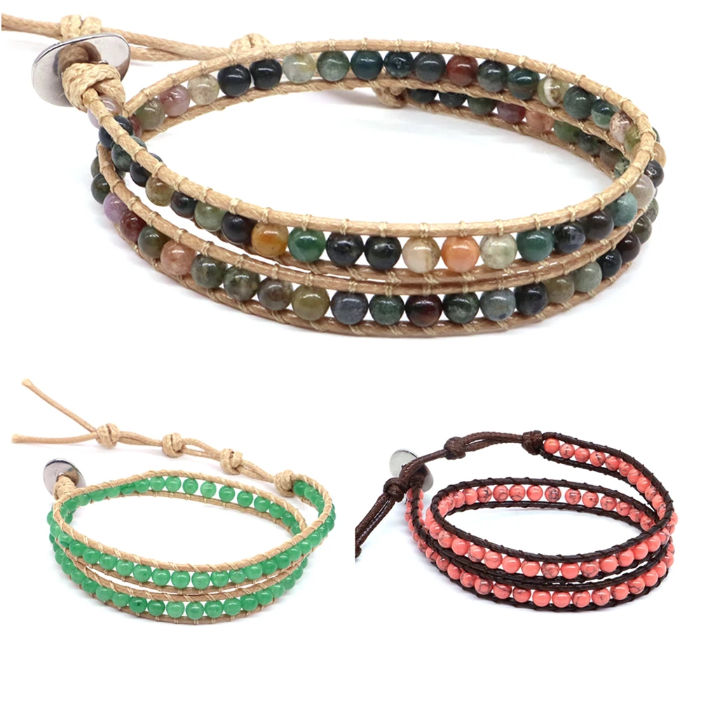 Pedras-naturais-Metal-Beads-Wrap-Pulseiras-Handmade-Bohemian-Vintage ...
