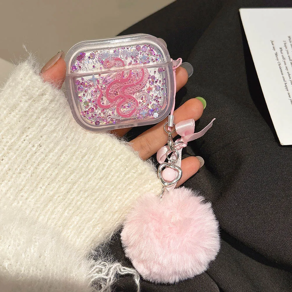 Sparkling Pink Snake New Year Earphone Case For AirPods 4 ANC Pro2 ...
