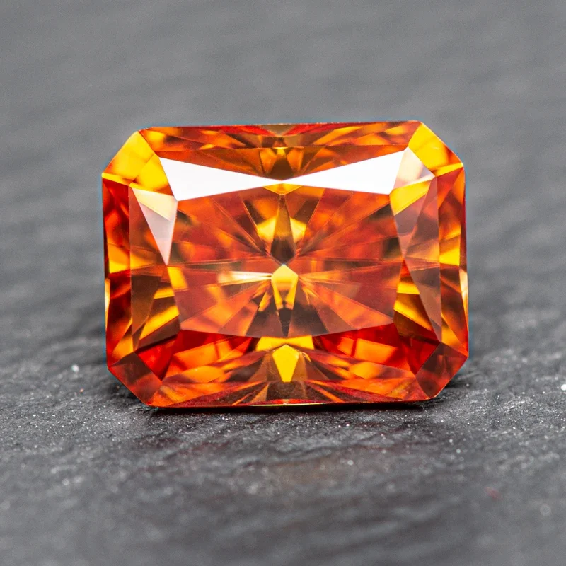 Moissanite-Radiant-Cut-Orange-Color-Gemstone-for-Jewel-Making-DIY-Ring ...