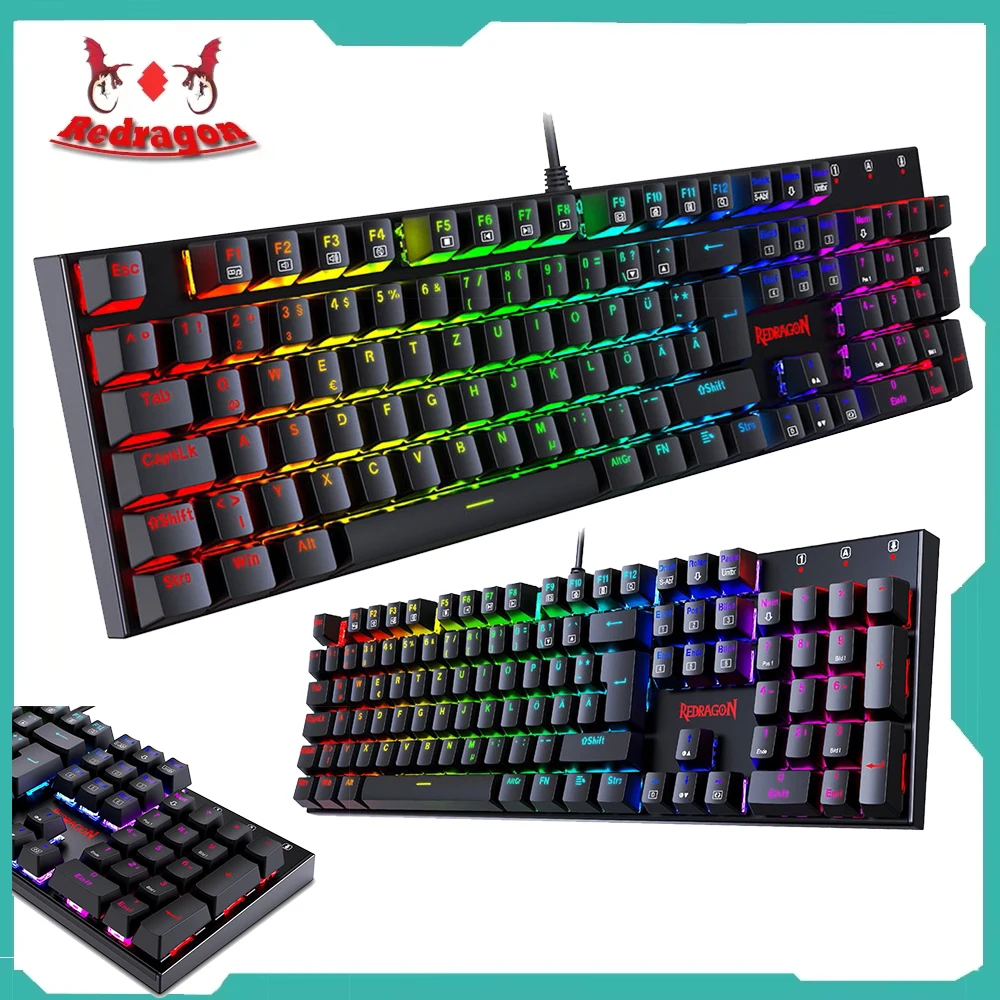 Redragon 105-Key K565-RGB Mechanical Keyboard RGB Backlight German ...