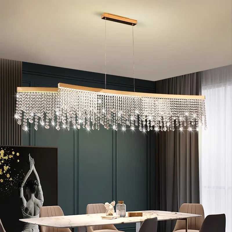 Nordic K9 Crystal Chandelier Living Room Luxury Hanging Lamp Gold Led ...