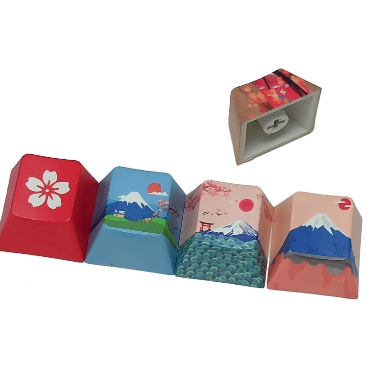 5pcs-Mount-Fuji-Personality-Keycap-Five-sided-PBT-Sublimation-R4-Cherry-Height-Mechanical ...