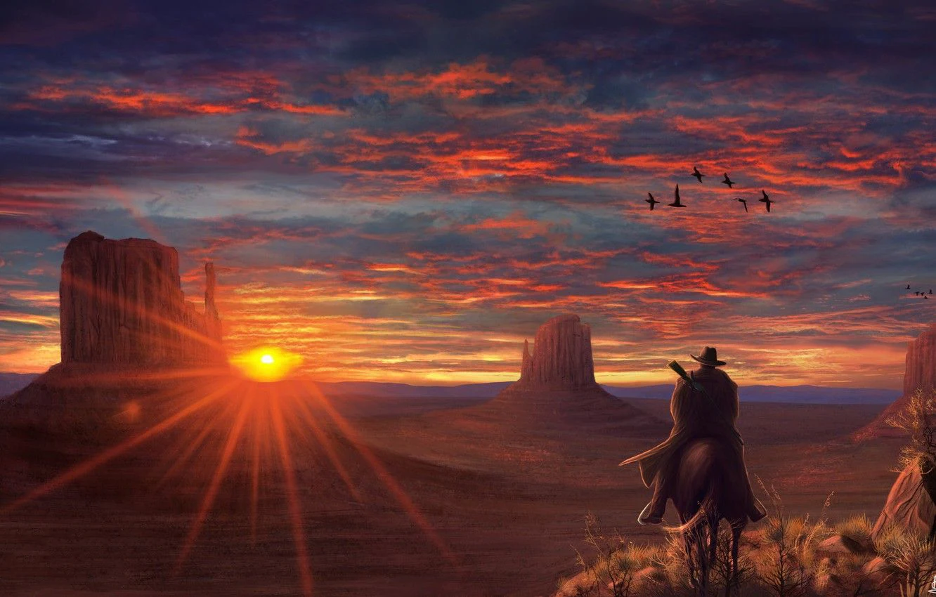 Wild West Sunset Background