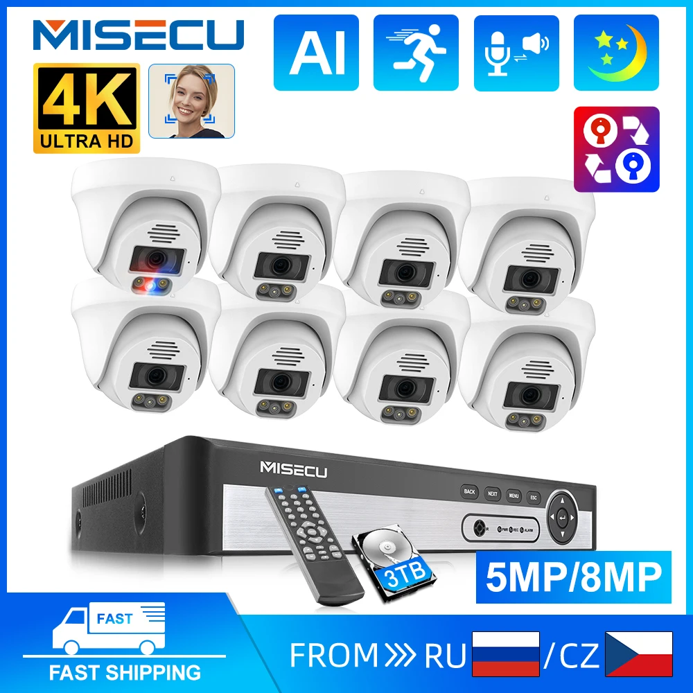 Misecu Sistema De Câmera De Segurança 8CH 8MP 5MP Kit De Vigilância De ...