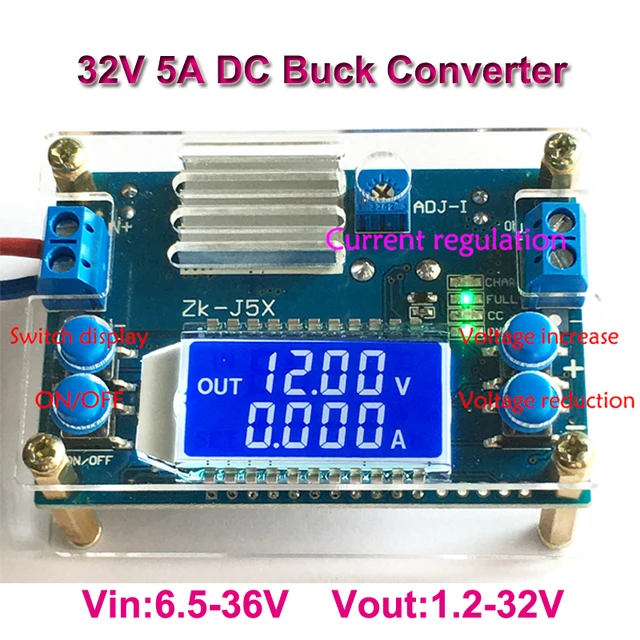 32V 5A DC DC Buck Converter CC CV Variable DC Power Supply Module 1.2 ...