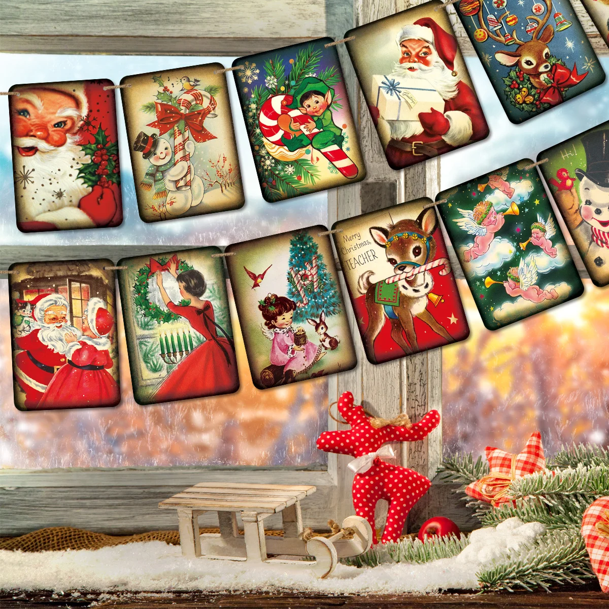 1 Set Christmas Decorations Vintage Style Christmas Banner,Victorian ...