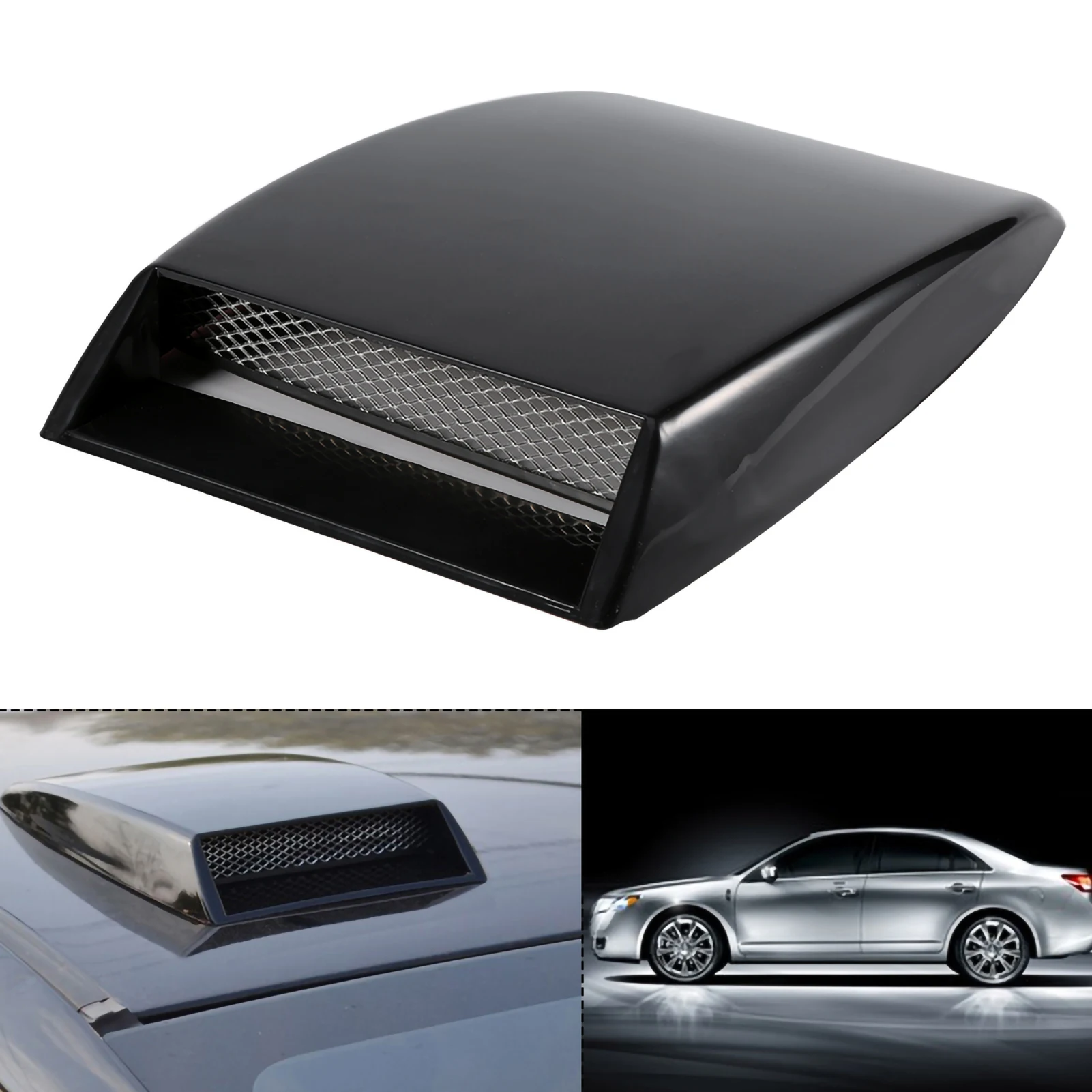 Air Flow Intake Scoop Hood Universal Car Decorative ABS Grille Mesh ...