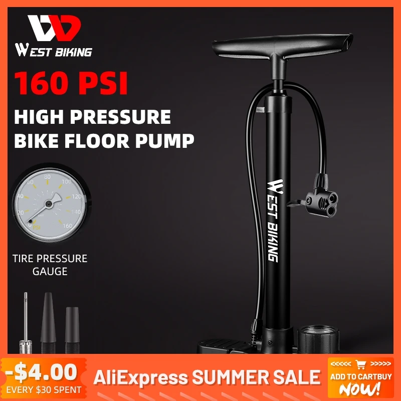 West Biking Bicycle Pump 160psi High Pressure Motorcycle Pump Road Tire Air Pump Schrader Presta ...