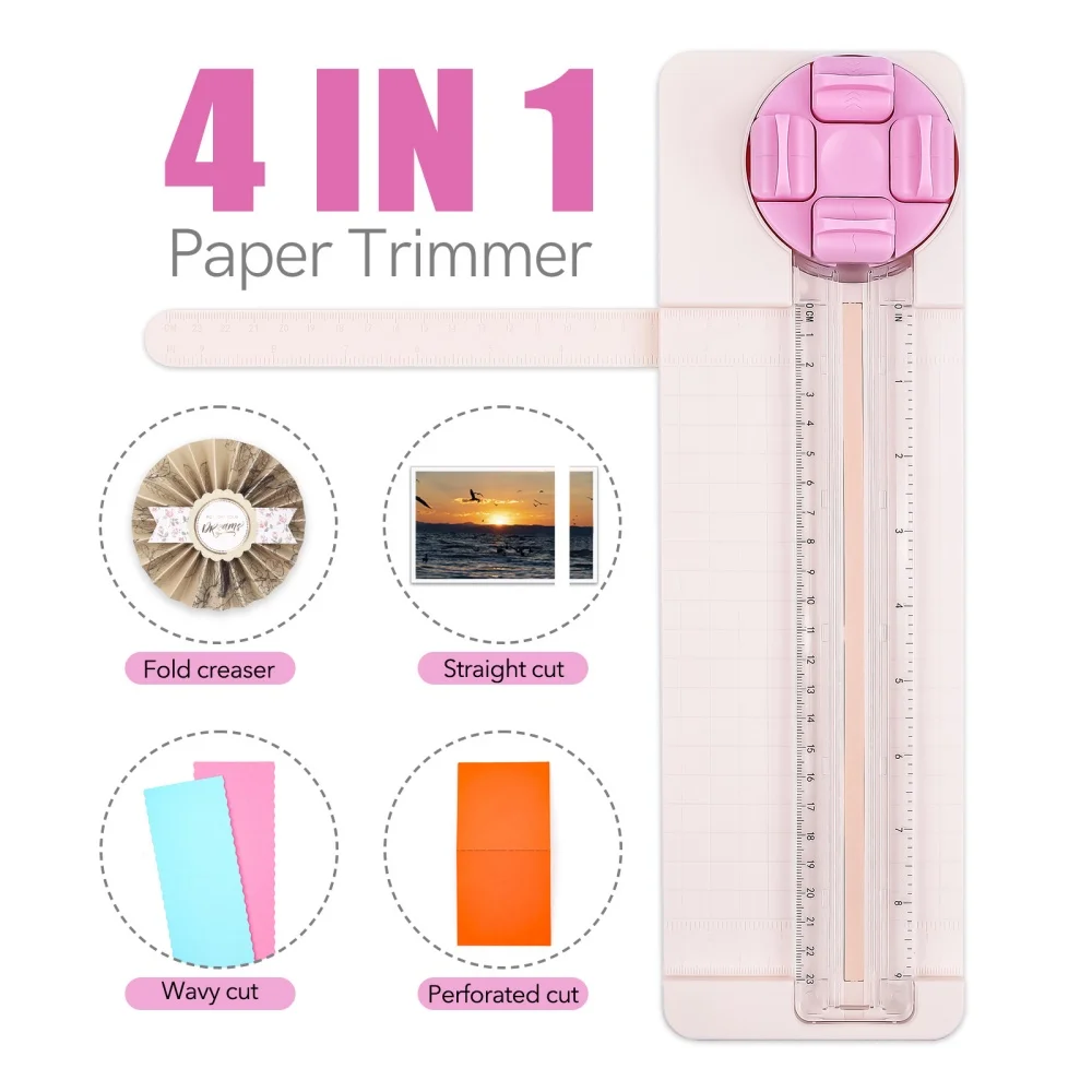 4-in-1 Paper Trimmer with Dial Blades, Multi-Functional Craft Paper ...