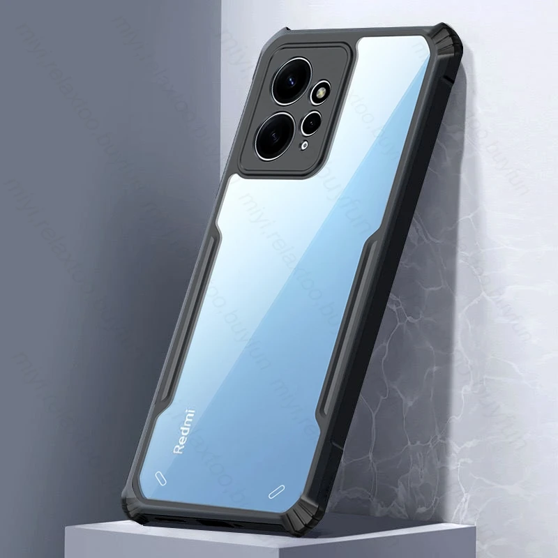 Redmy-Note12-5G-Case-Transparent-Acrylic-TPU-Soft-Frame-Back-Cover-For ...