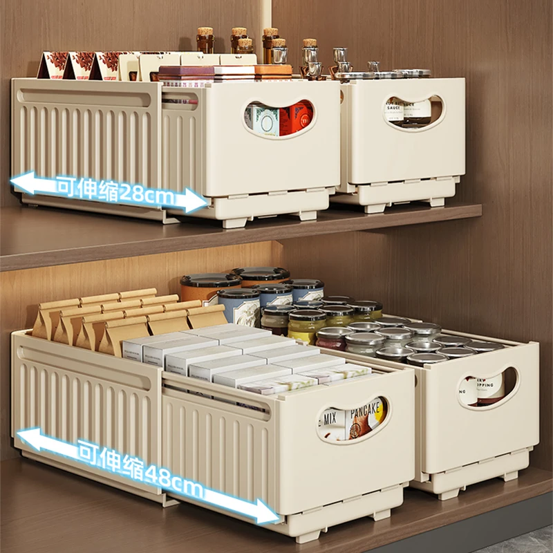 Retractable-Kitchen-Storage-Box-Drawer-Type-Organizer-Stackable-Cabinet ...