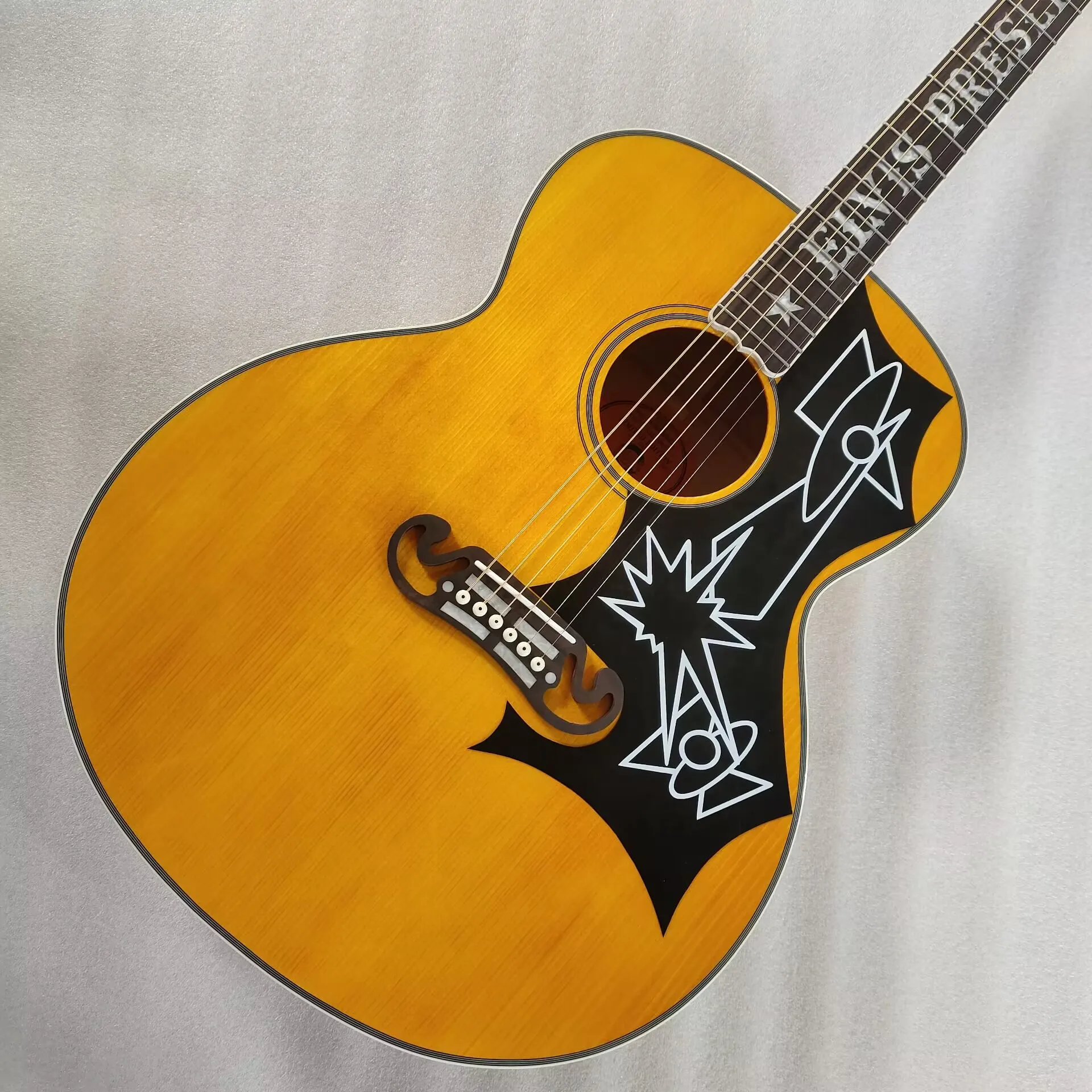 Elvis-Custom-Right-Handed-Guitarra-Ac-stica-Custom-Chama-mbar-Maple ...