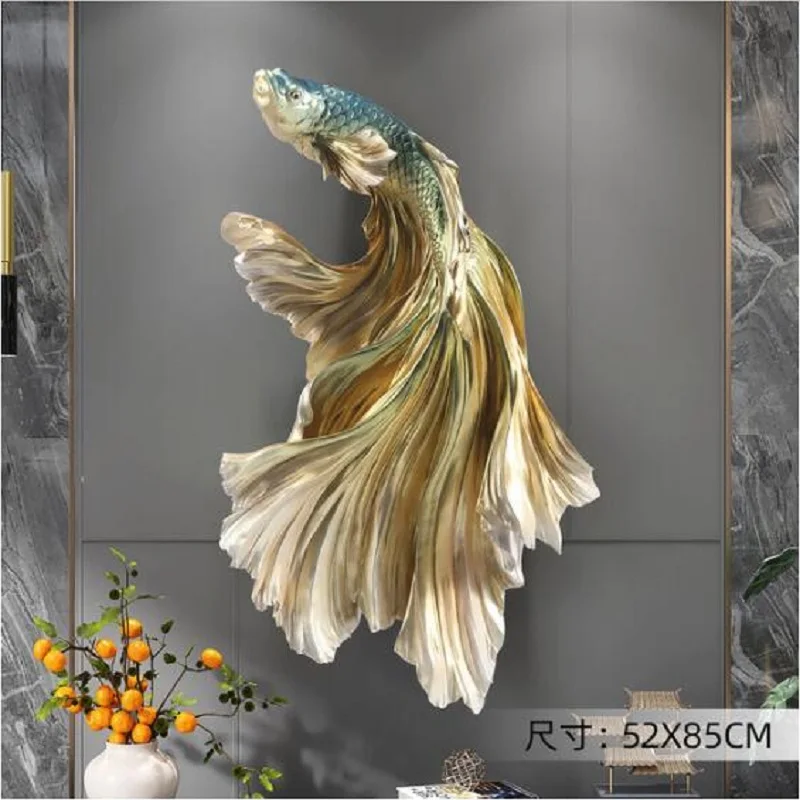 Nordic-Home-Wall-Decor-85cm-Fighting-Fish-Statue-Sculpture-Feng-Shui ...