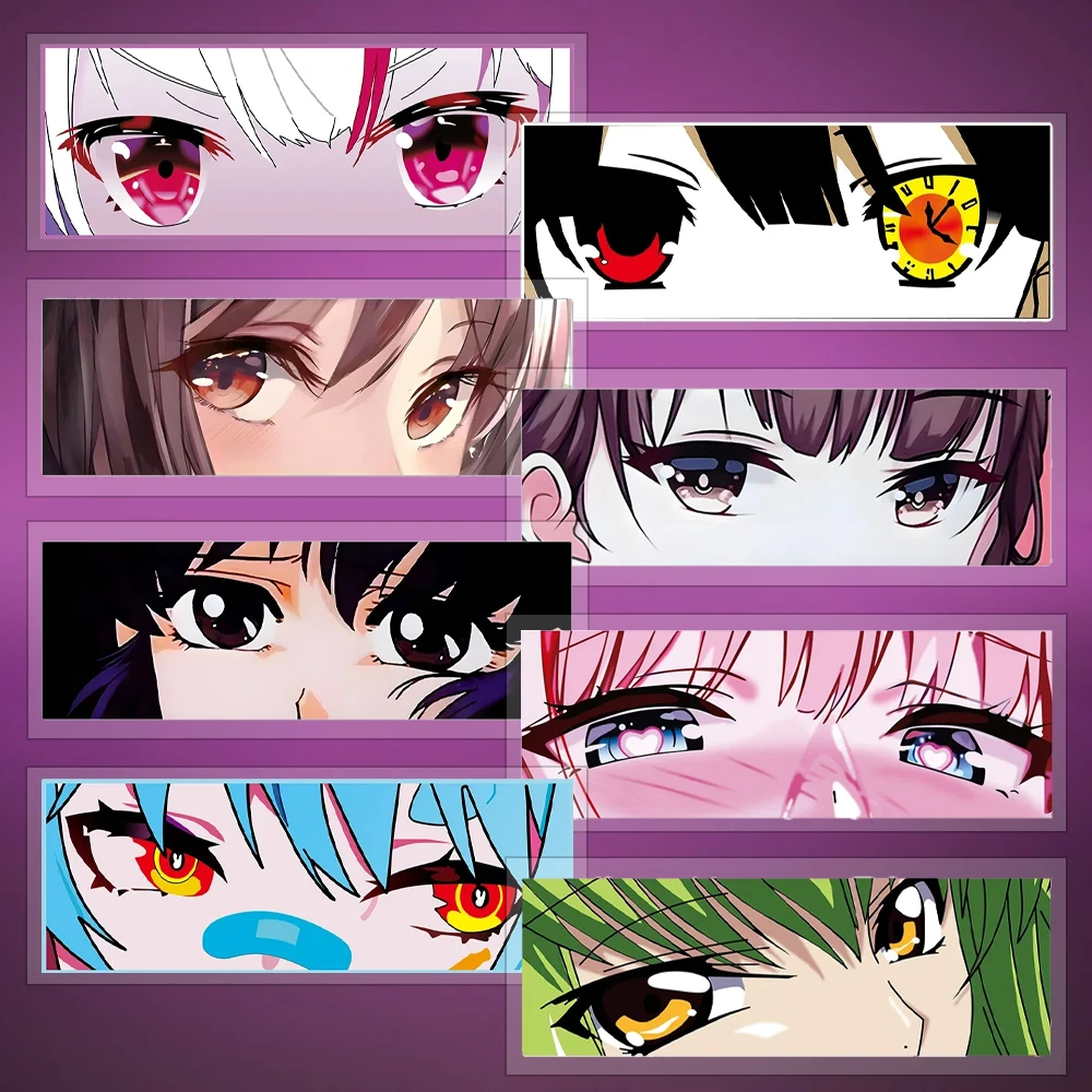 JDM Anime Girls Gaze Eyes Reflective Car Stickers Decor Motorcycle Moto ...