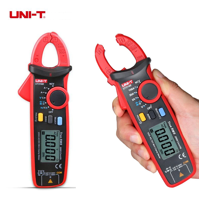 UNI-T-UT210D-UT210E-Mini-Digital-Clamp-Meter-200A-AC-DC-Current-Pliers ...