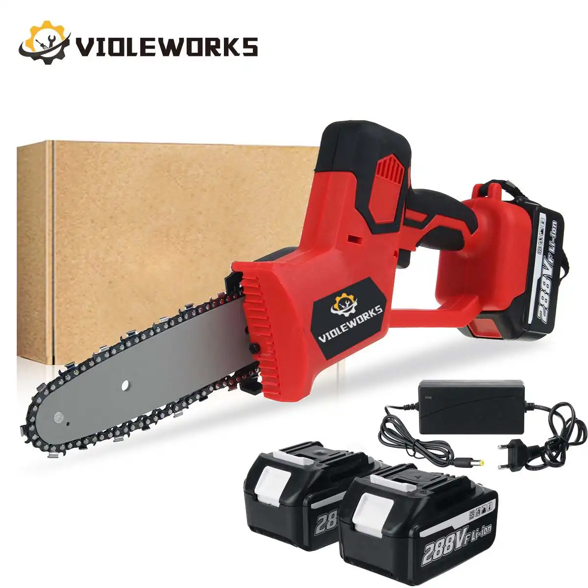 26000mah 8 Inch Electric Chain Saw 2pc Li-ion Battery Rechargeable ...