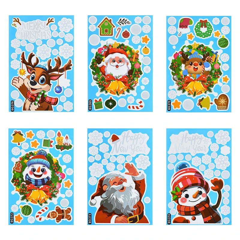 1Sheet-Christmas-Window-Stickers-Santa-Claus-Elk-Snowflake-Wall-Sticker ...