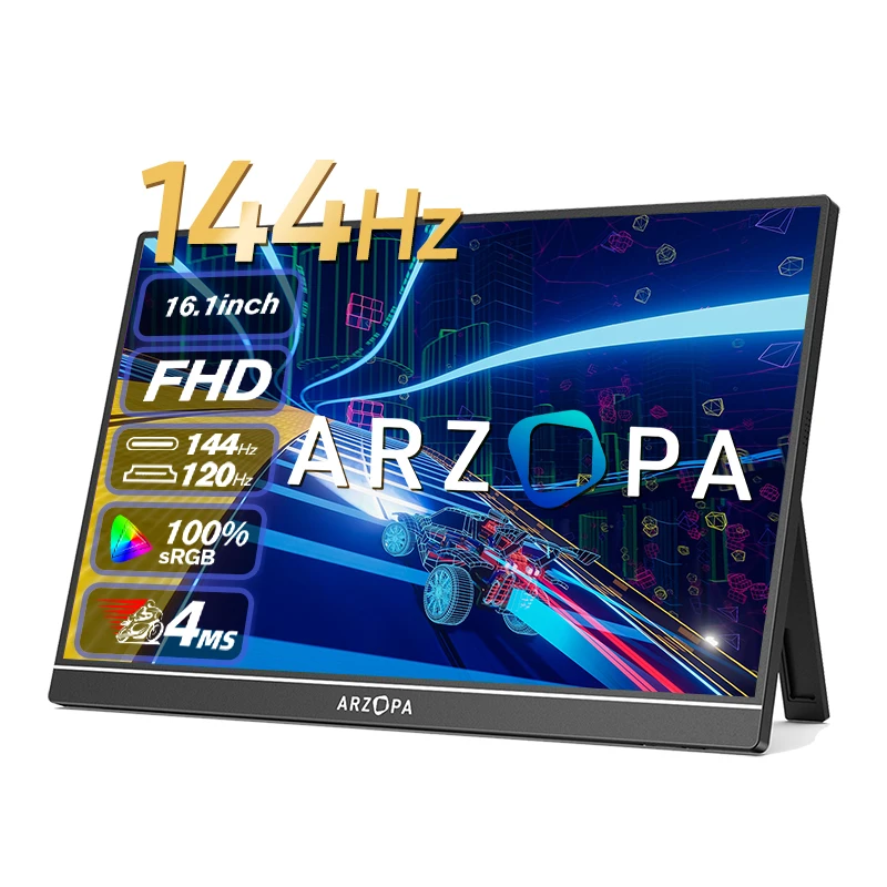 ARZOPA-Monitor Portátil para Jogos, 16 ", 144Hz, 1080P, FHD, 100% sRGB ...