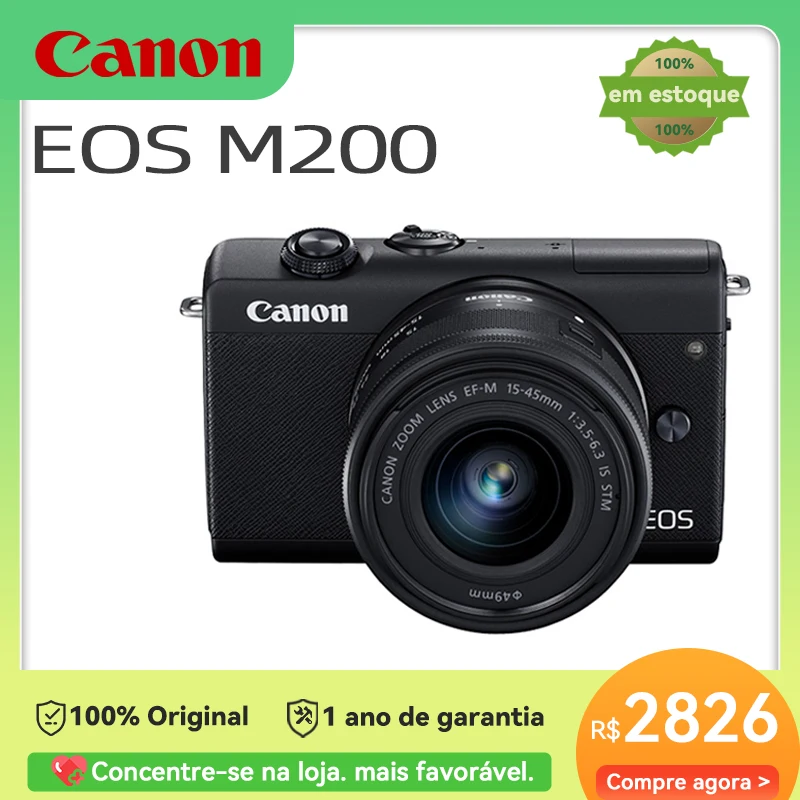 Canon EOS M200 Câmera Digital Mirrorless Com EF M 15 45mm IS STM Lens ...
