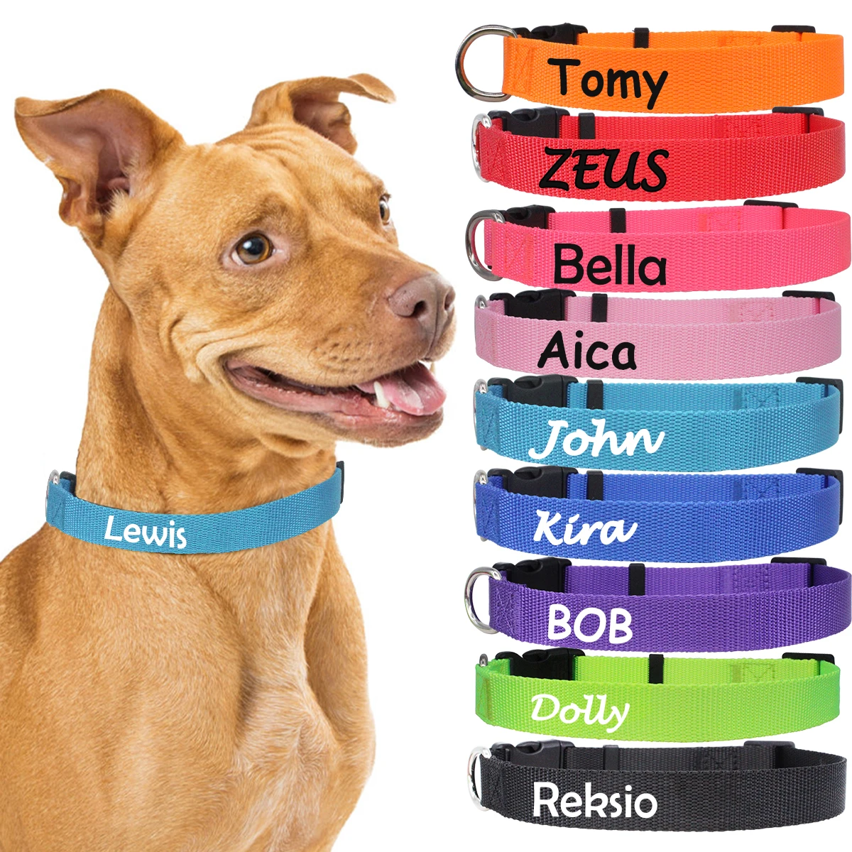 Personalized Customized Nameplate Dog Collar Soft Dogs Collars Free ...