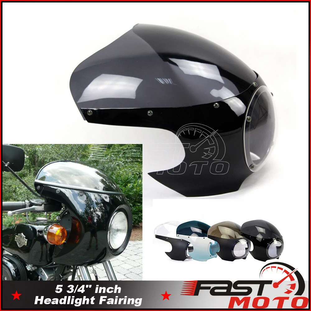 5 3/4" Cafe Racer Headlight Fairing Windscreen For Harley Sportster 883 ...